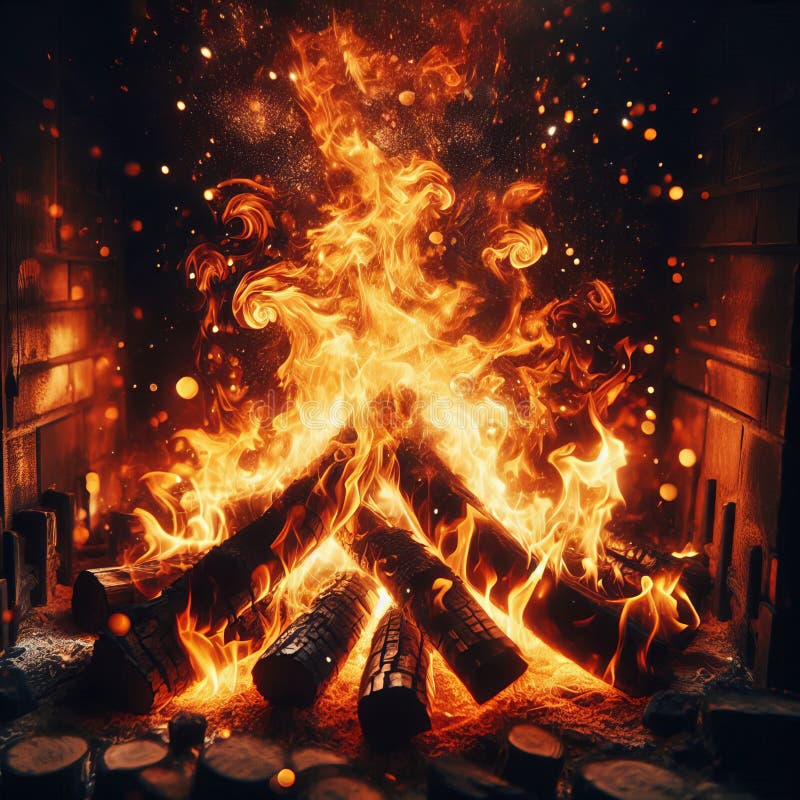 Fire Crackle Fire Crackling in a Fireplace Capturing the Mesmeri Stock ...