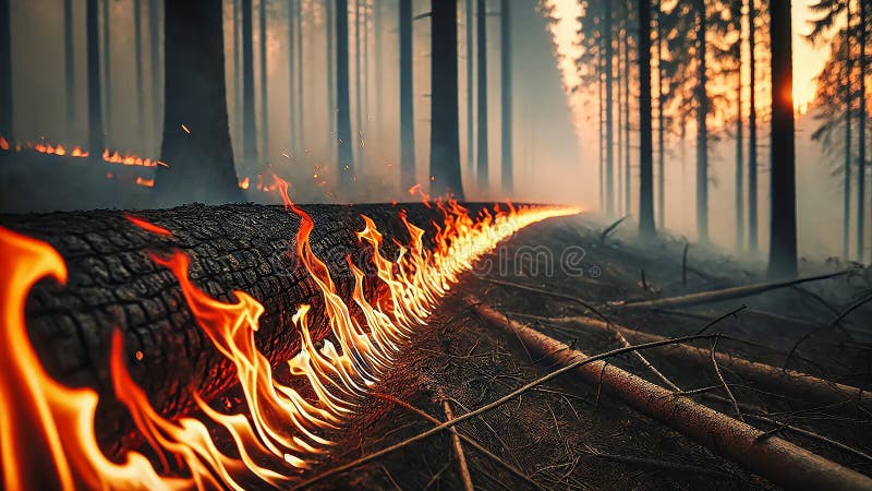 Fire Creeping Along the Forest Floor. the Flames are Low and Spread Out ...