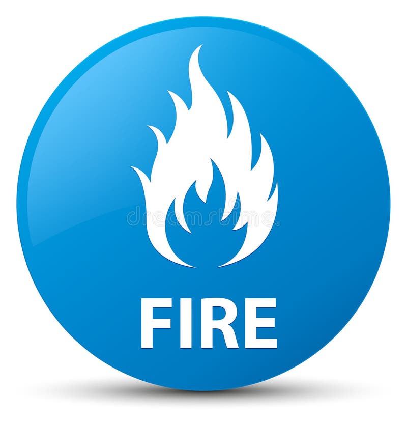 Fire Cyan Blue Round Button Stock Illustration - Illustration of round ...