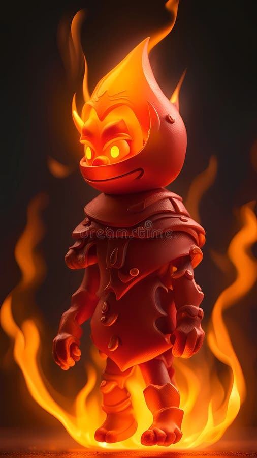 Fire 3D Cartoon Character Illustration AI Generated Stock Illustration ...