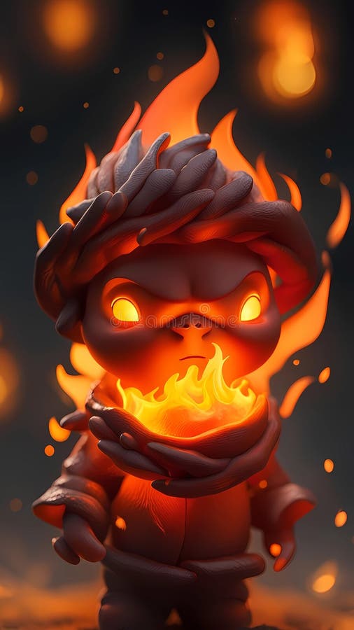 Fire 3D Cartoon Character Illustration AI Generated Stock Illustration ...
