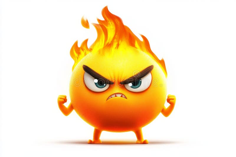 Fire 3D Character Isolated on a Solid White Background. Generated by AI ...