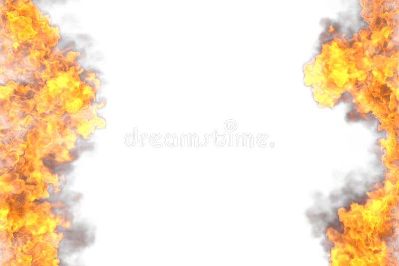 Fire 3D Illustration of Glowing Magic Fire Frame Isolated on White ...