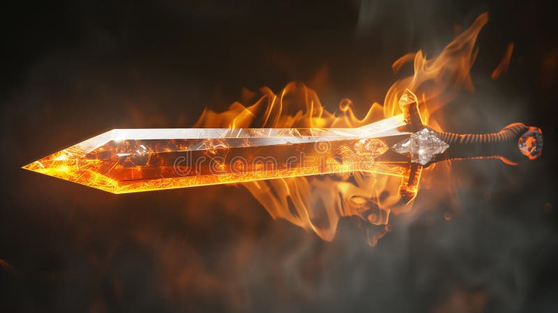 A Fire Dagger with a Crystal Hilt Stock Image - Image of style ...