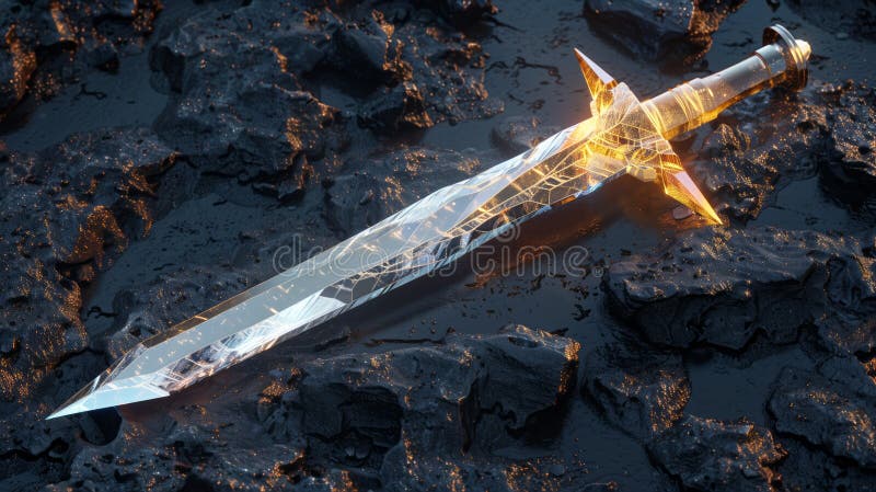 A Fire Dagger with a Crystal Hilt Stock Image - Image of collection ...