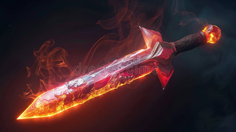 A Fire Dagger with a Crystal Hilt Stock Image - Image of poster ...