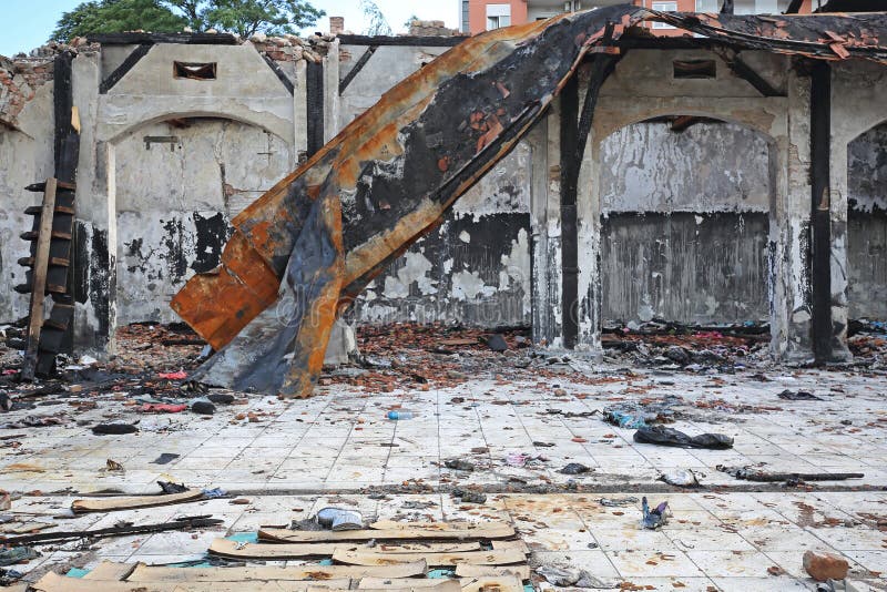 Fire Damage Building stock photo. Image of collapsed - 58449014