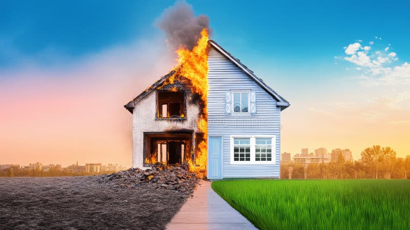 Before and after Fire Damage House Wallpaper a Split Image Showing a ...