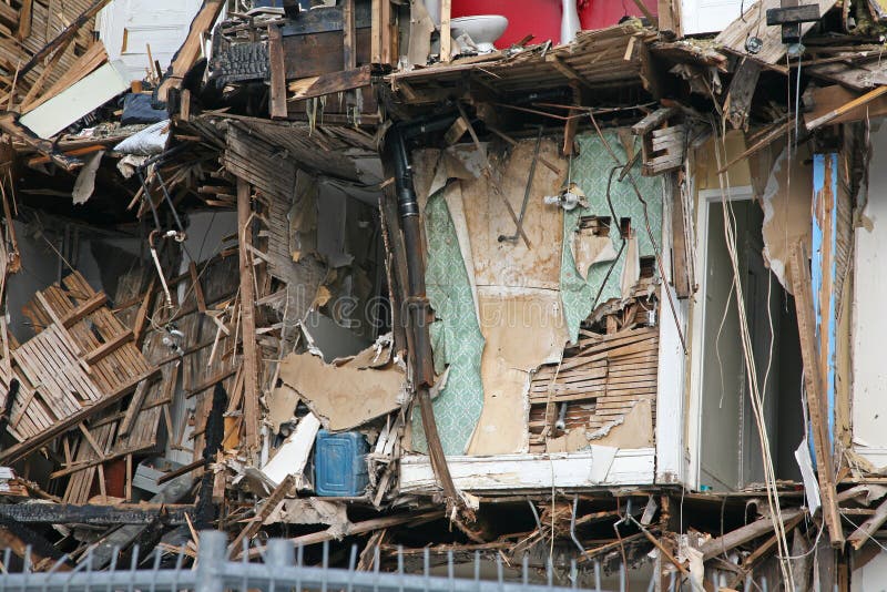 Fire Damaged Apartment Building Stock Photo - Image of bathroom, injury ...