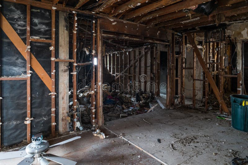 Fire Damaged Home stock photo. Image of materials, plant - 99335838