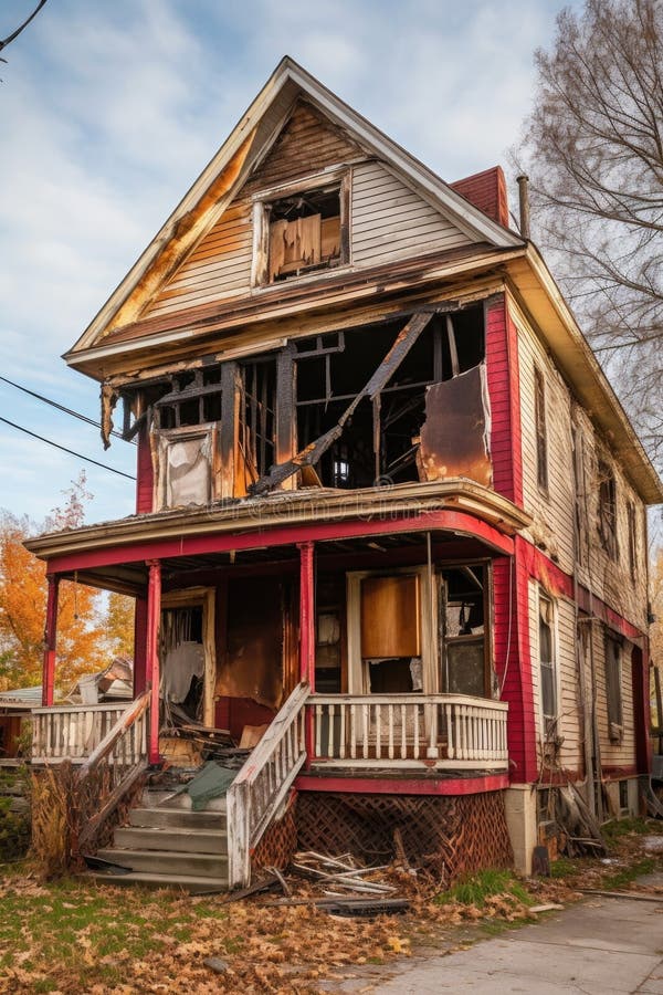 Fire Damaged House with Insurance Claim Form Stock Illustration ...
