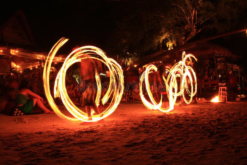 Fire Dance Performance on the Beach Stock Photo - Image of kohtao ...