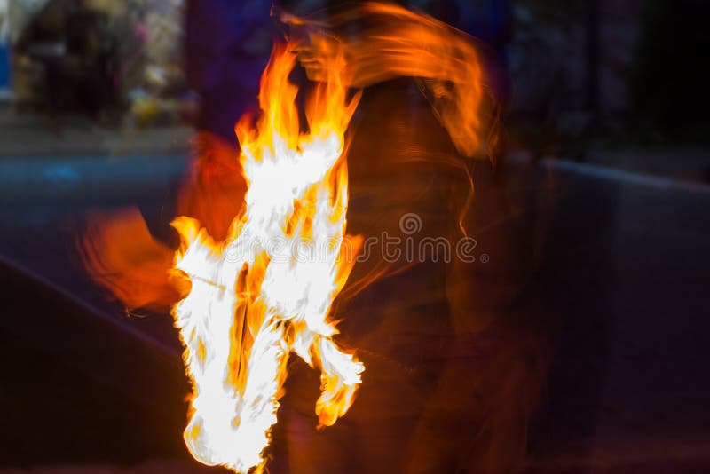 Fire Dancers Swing Fire Dancing Show Fire Show Dance Man Juggling with ...