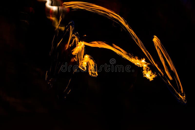 Fire Dancers Swing Fire Dancing Show Fire Show Dance Man Juggling with ...