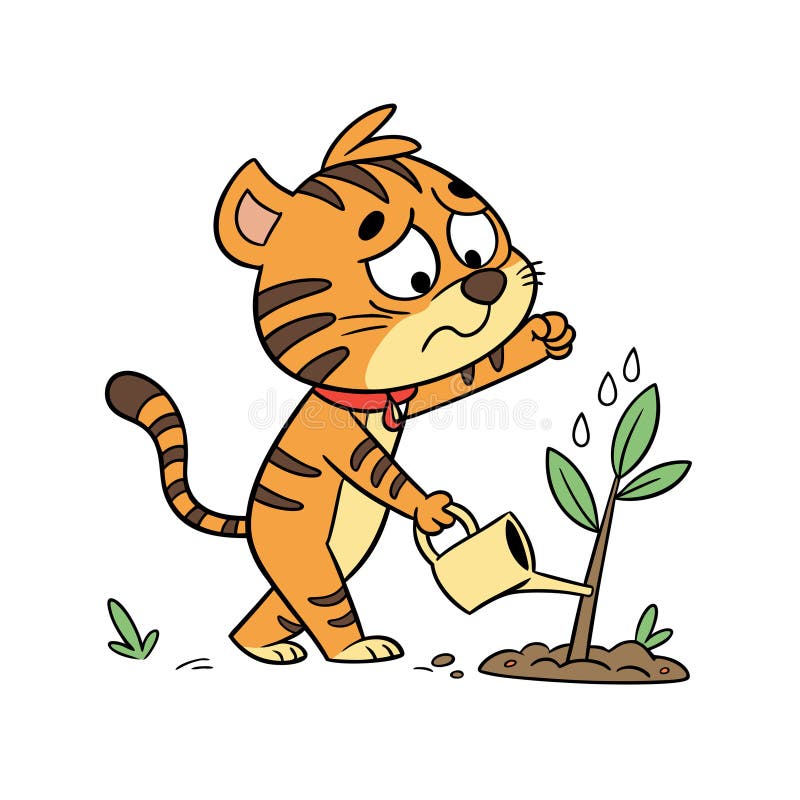 Fire Dancing with Ailing Tiger Cub Stock Illustration - Illustration of ...