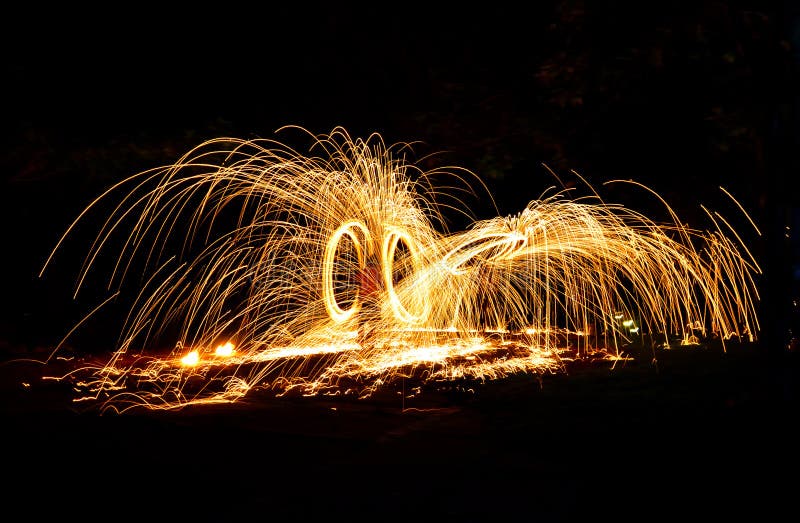 Fire Dancing Show Amazing at Night Stock Image - Image of culture ...