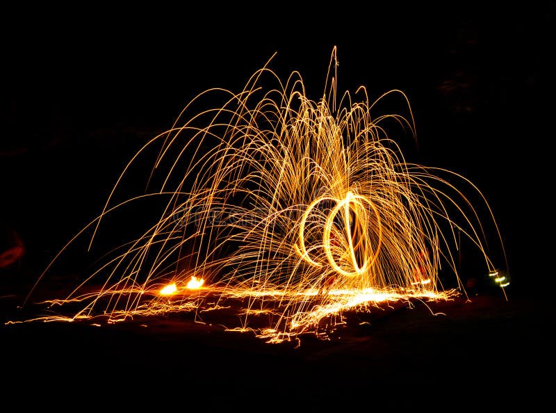 Fire Dancing Show Amazing at Night Stock Photo - Image of show, life ...