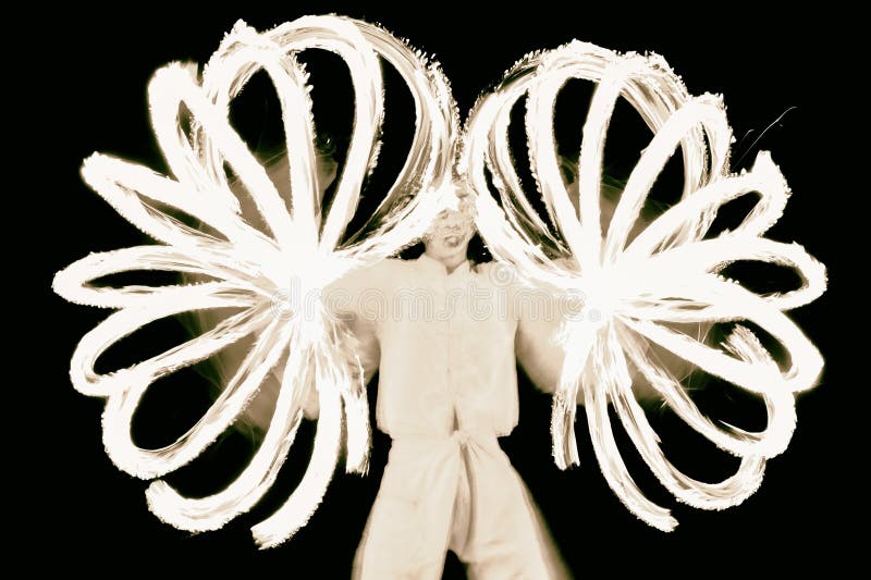 Fire dancing show stock image. Image of beautiful, flame - 62445805