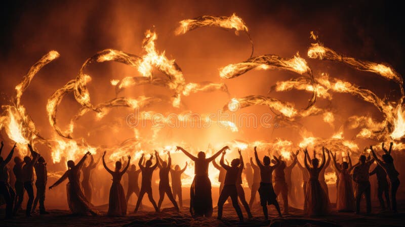 Fire Dancing Show. Neural Network AI Generated Stock Image - Image of ...