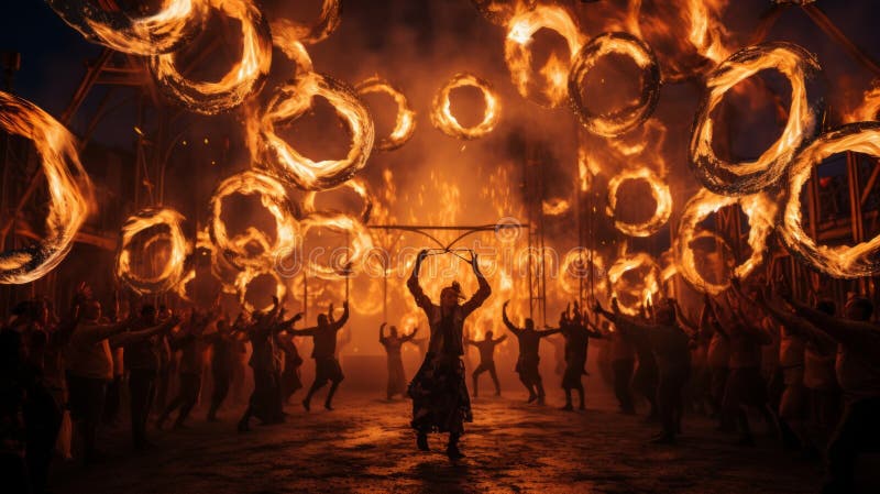 Fire Dancing Show. Neural Network AI Generated Stock Image - Image of ...