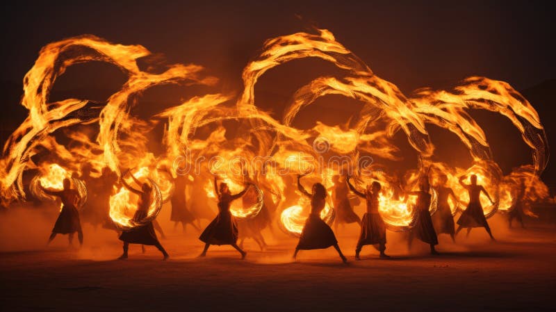 Fire Dancing Show. Neural Network AI Generated Stock Image - Image of ...