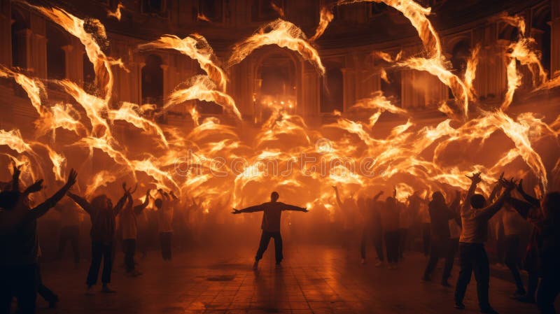 Fire Dancing Show. Neural Network AI Generated Stock Illustration ...
