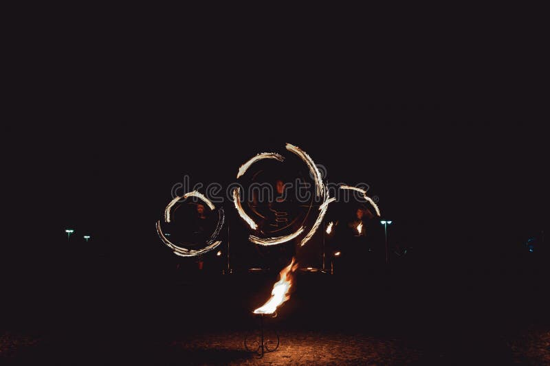 Fire Dancing Shows at Night. Amazing Fire Show As Part of Wedding ...