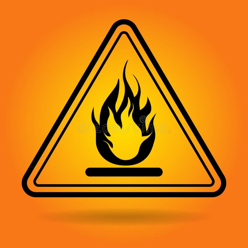 Burning Triangle Caution Sign Stock Illustration - Illustration of data ...