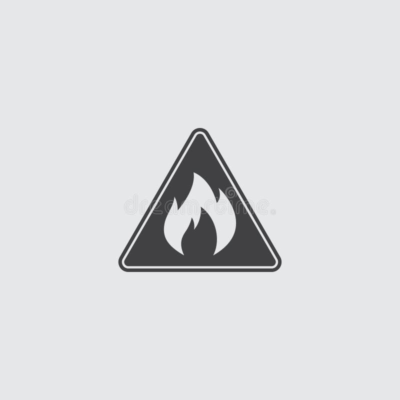 Fire Danger Sign Icon in a Flat Design in Black Color. Vector ...