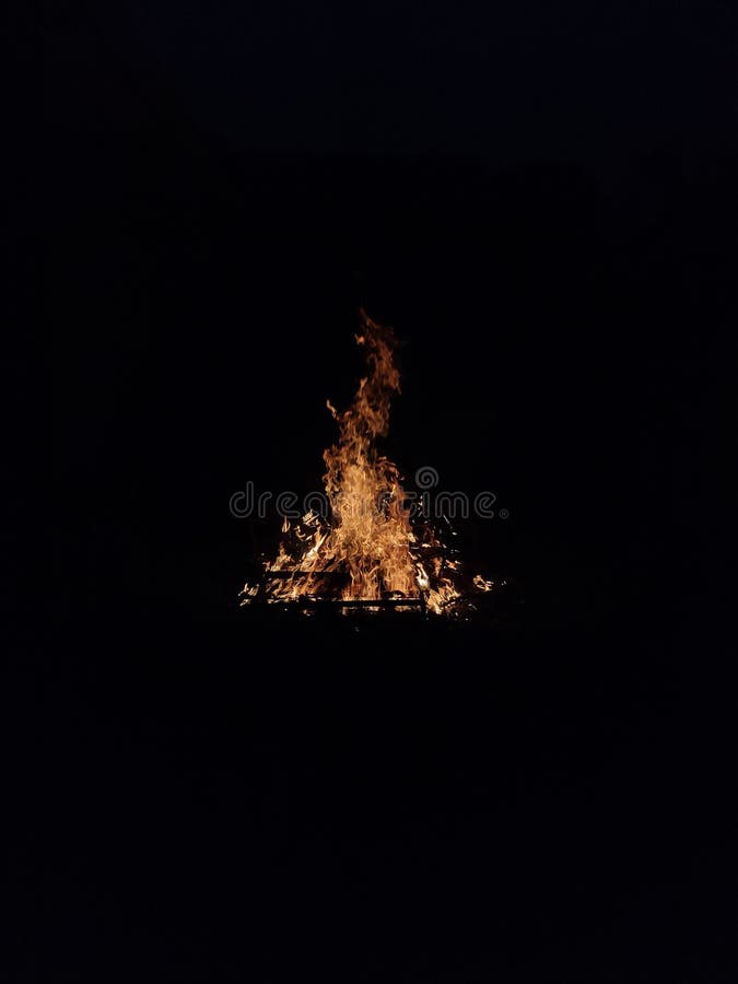 Fire in the dark stock image. Image of dark, black, bonfire - 221894985