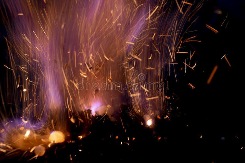 Fire in Dark. Luminous Lines of Sparks Stock Image - Image of energy ...