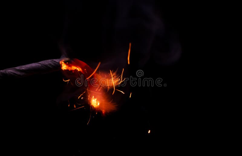 Fire in Dark. Explosion Black Powder Stock Photo - Image of black ...