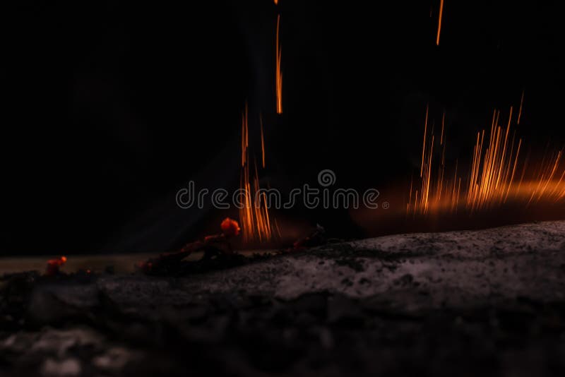 Fire in Dark. Luminous Lines of Sparks Stock Image - Image of energy ...