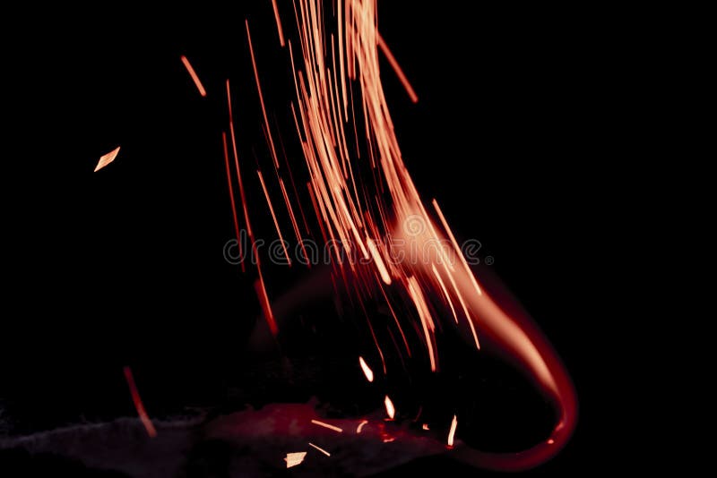 Fire in Dark. Luminous Lines of Sparks Stock Image - Image of energy ...