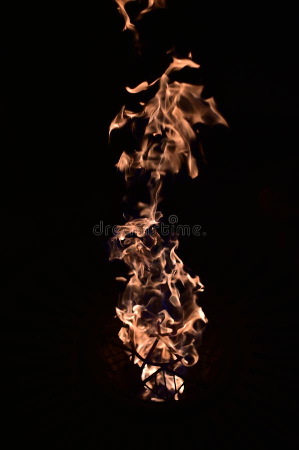 Fire in the Dark. a Long Flame of Red Color Stock Image - Image of heat ...