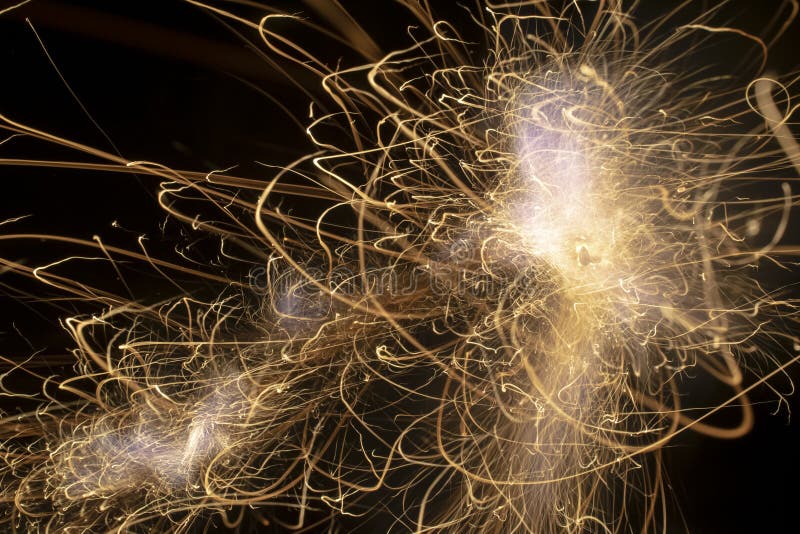 Fire in Dark. Luminous Lines of Sparks Stock Photo - Image of powder ...