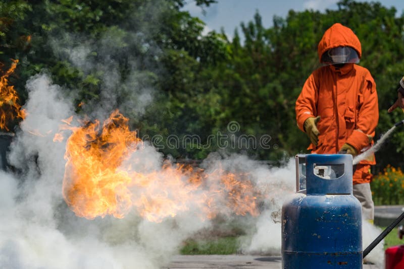 Fire demonstration stock image. Image of emergency, jackets - 245848341