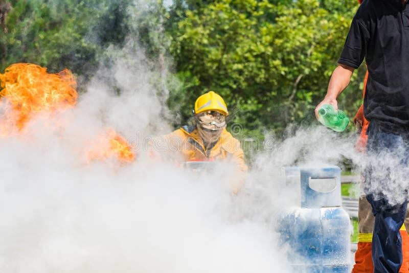 Fire demonstration stock photo. Image of jackets, security - 245848370