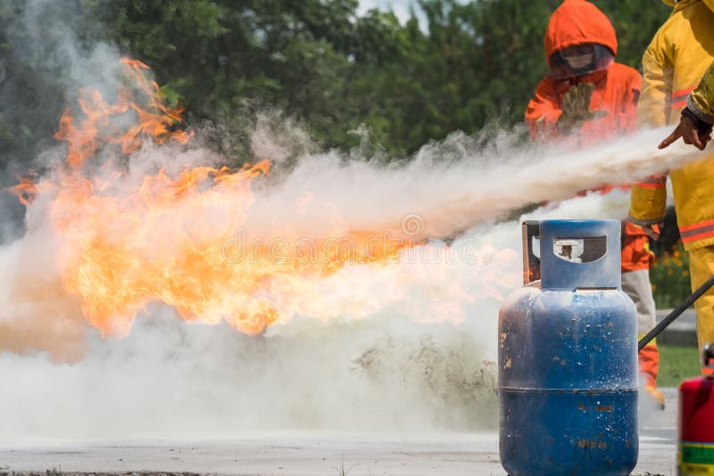 Fire demonstration stock image. Image of police, yellow - 245769153