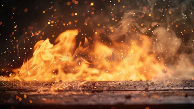 Fire with dense smoke stock photo. Image of flame, generated - 382873600