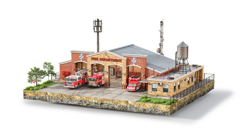 Fire Department Building 3d Stock Illustration - Illustration of ...