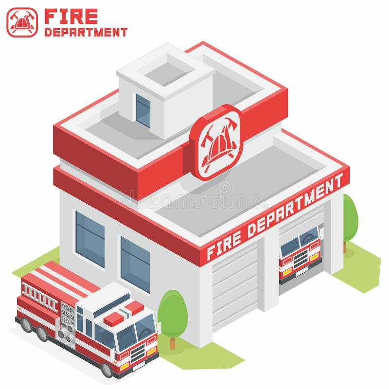 Vector Isometric Fire Department Stock Vector - Illustration of plan ...