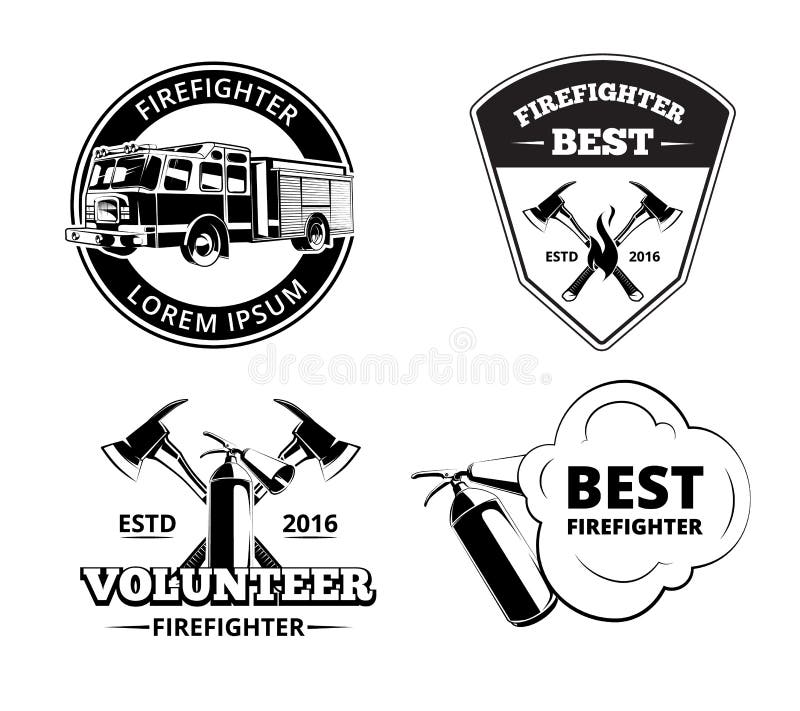 Fire Department, Firefighter Emblems, Labels and Badges Vector Set ...