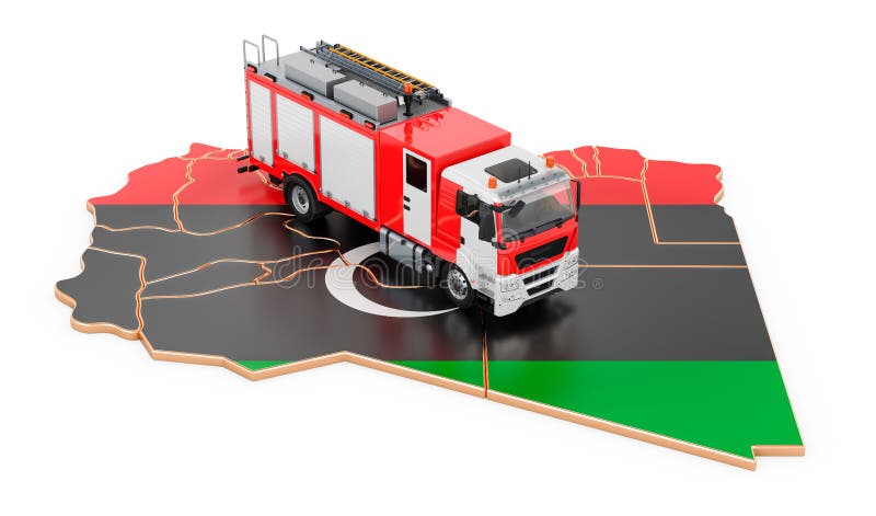 Fire Department in Cyprus. Fire Engine Truck on the Cypriot Map Stock ...