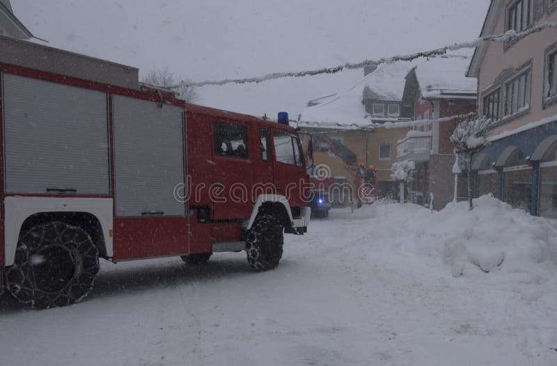 Fire Department Operation in Winter Stock Photo - Image of snow ...