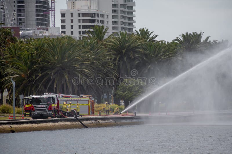 Fire Department Rescue Practicing in Perth at the Seaside Editorial ...