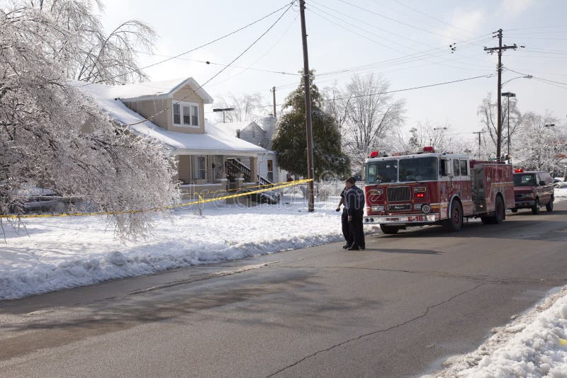 Fire Department Response To Ice Storm Editorial Stock Photo - Image of ...
