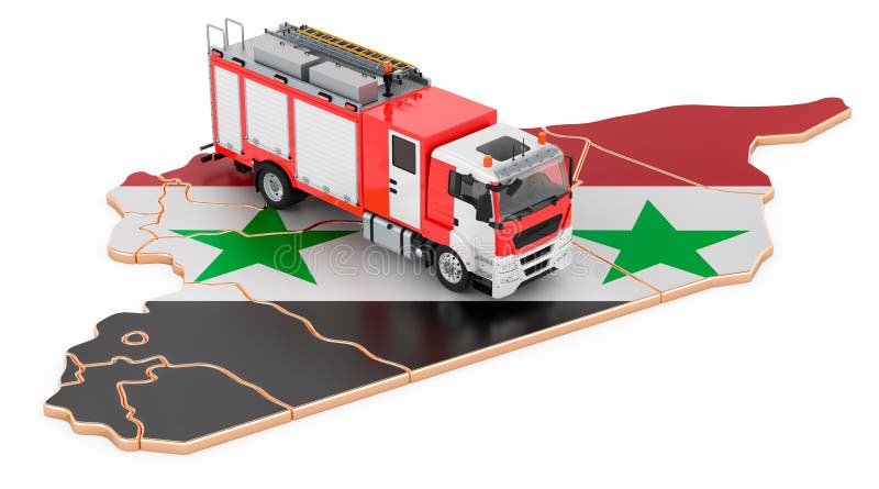 Fire Department in Cyprus. Fire Engine Truck on the Cypriot Map Stock ...