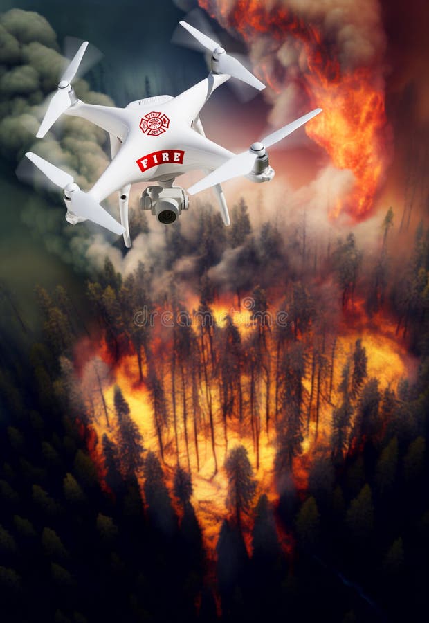 Fire Department Unmanned Aircraft System, UAS Drone Above a Forest Fire ... Fire Department Unmanned Aircraft System, UAS Drone Above a Forest Fire ...