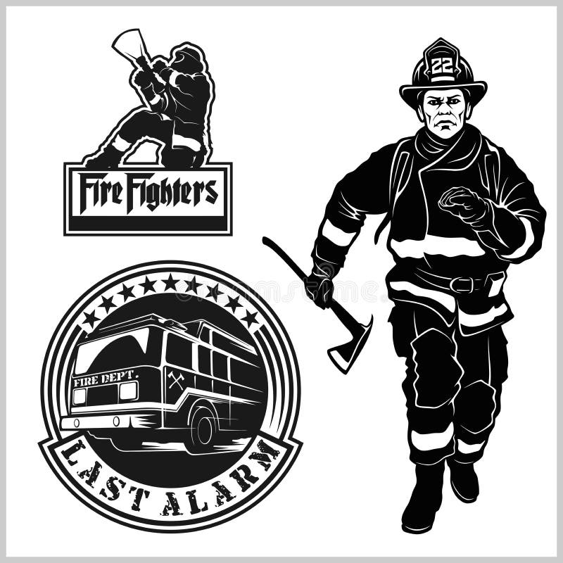 Fire Department Vector Set - Fireman S and Emblems - Badges, Elements ...